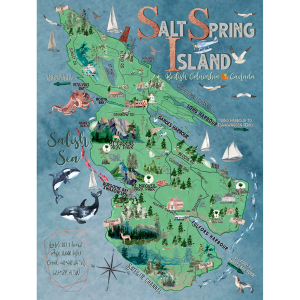 Salt Spring Island Map Wooden Jigsaw Puzzle - Pacific Puzzle Co